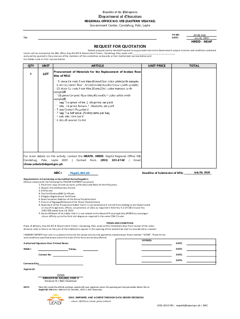 Fillable Online Procurement of Materials for the Replacement of broken floor Fax Email Print ...