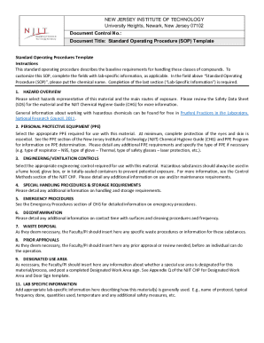 Fillable Online Fillable Standard Operating Procedures (SOP) Template ... Fax Email Print ...