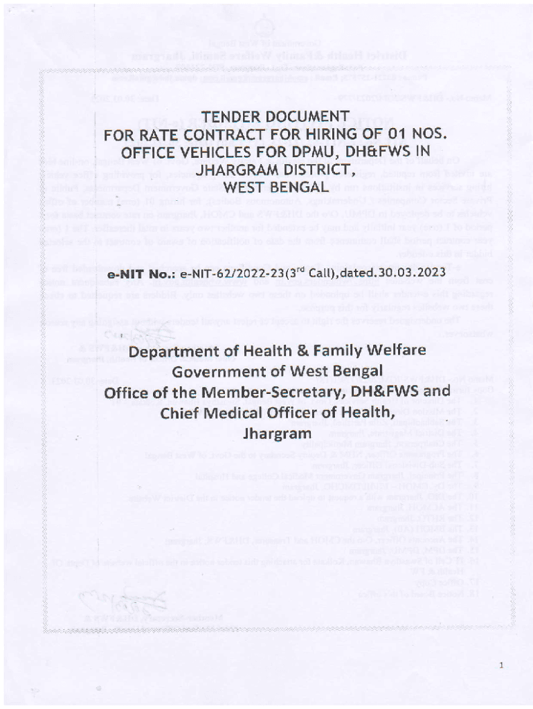 Fillable Online Tender Document for Hiring of Commercial Vehicles for O ...