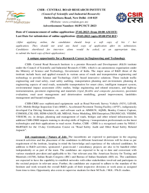 Fillable Online crridom gov CSIR - CENTRAL ROAD RESEARCH INSTITUTE Fax ...