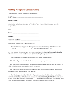 Fillable Online Photography contract agreement Fax Email Print - pdfFiller