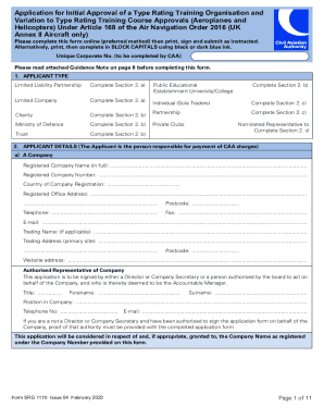 Fillable Online SRG1175: Application for Initial Approval of a Type ...