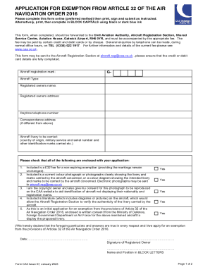 Fillable Online CA5: Application for Exemption from Article 32 of the ...