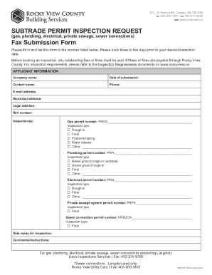 Fillable Online SUBTRADE PERMIT INSPECTION REQUEST Fax ... Fax Email Print - pdfFiller