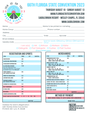 Fillable Online Program66th Florida State Convention Fax Email Print - pdfFiller