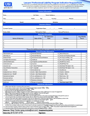 Fillable Online Lawyers' Professional Liability Program Indication ...