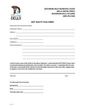 Fillable Online NOT GUILTY PLEA FORM Fax Email Print - pdfFiller