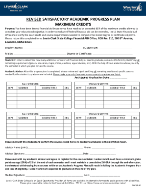 Fillable Online revised satisfactory academic progress plan maximum credits Fax Email Print ...