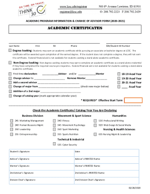 Fillable Online Academic Certificates 20-21.pub Fax Email Print - pdfFiller