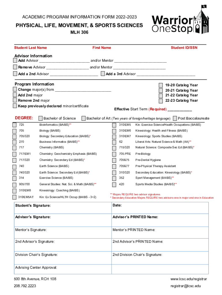 Fillable Online PHYSICAL, LIFE, MOVEMENT, & SPORTS SCIENCES Fax Email Print - pdfFiller