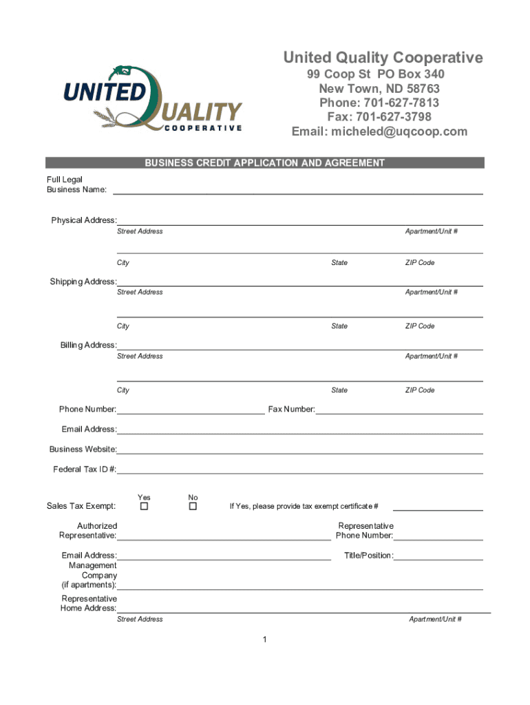 Fillable Online United Quality Cooperative Company ProfileNew Town, ND ...