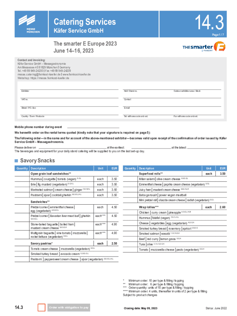Fillable Online Catering Services Fax Email Print - pdfFiller