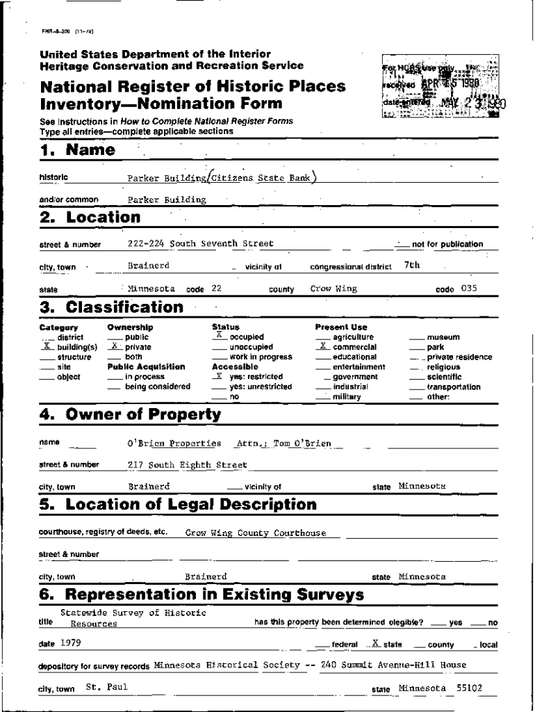 Fillable Online National Register Information System - NPGallery Fax ...