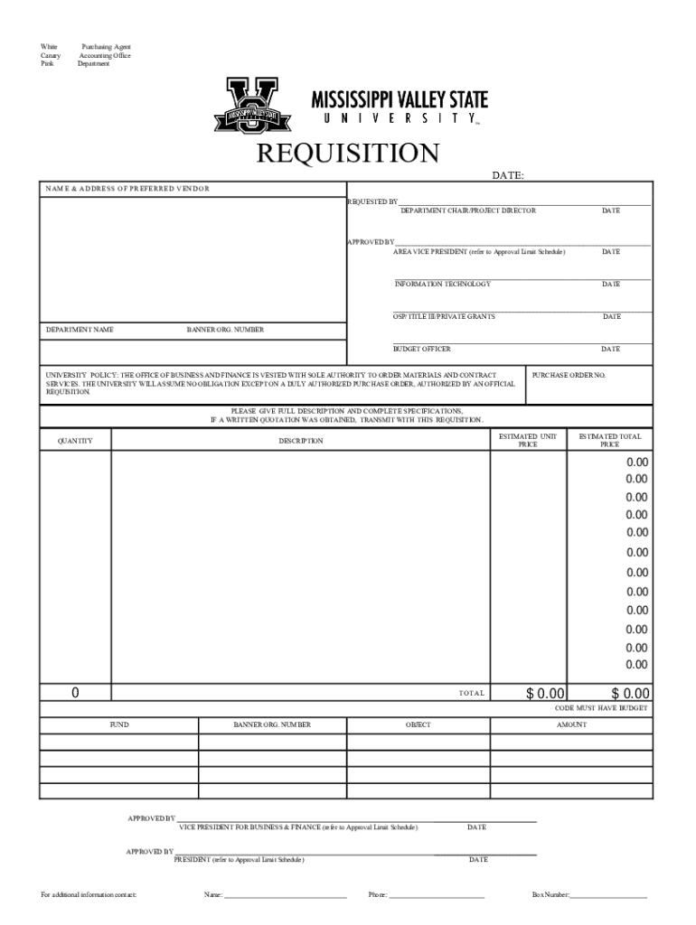 Fillable Online Requisition and Purchase Order Procedures Fax Email ...