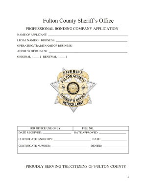 Fillable Online Bail Recovery Agent Application - Fulton County Sheriff's Office Fax Email Print ...
