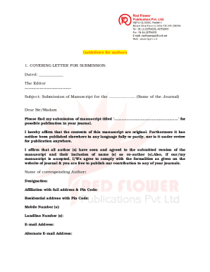 Fillable Online Writing a Successful Journal Cover Letter (Free ...