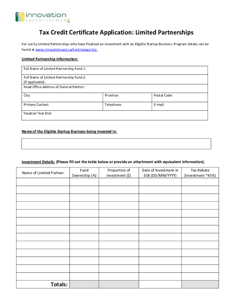 Fillable Online Tax Credit Certificate Application: Eligible Startup ...