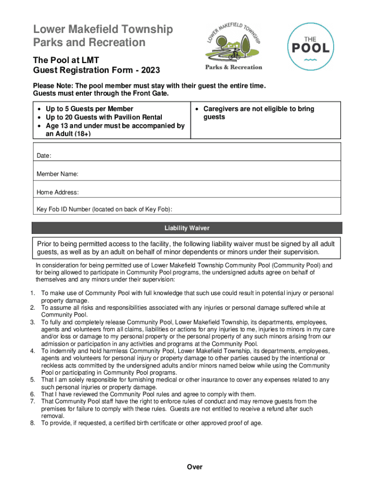 Fillable Online Lower Makefield Township Parks and Recreation - The ...
