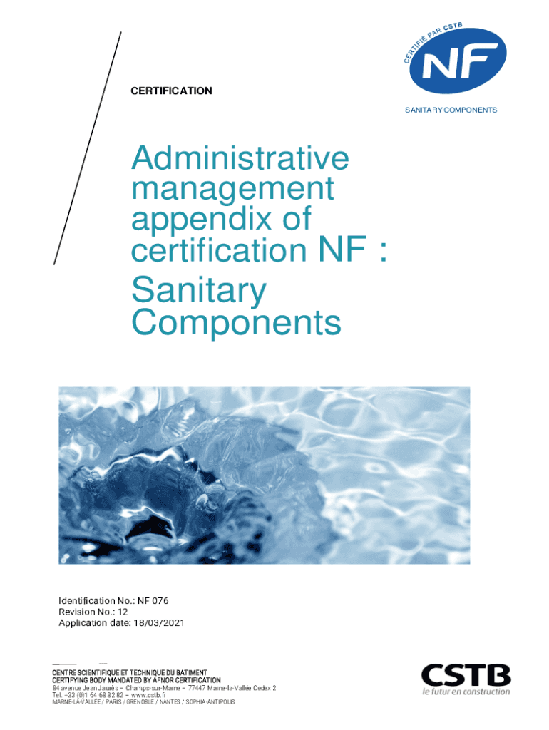 Fillable Online evaluation cstb Administrative management appendix of certification NF Fax Email ...
