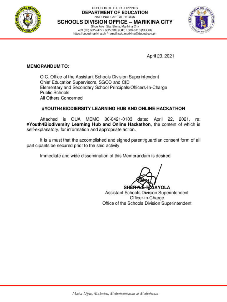 Fillable Online OIC, Office of the Assistant Schools Division ...