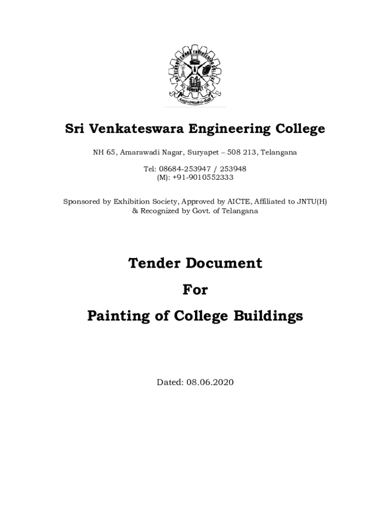 Fillable Online Tender Document For Painting of College Buildings Fax ...