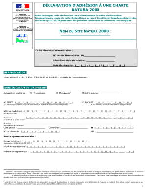 Remplissable En Ligne DECLARATION D'ADHESION A UNE CHARTE NATURA ... Faxer Email Imprimer ...