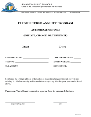 Fillable Online irvington k12 nj TSA Authorization form 2022 Regular ...