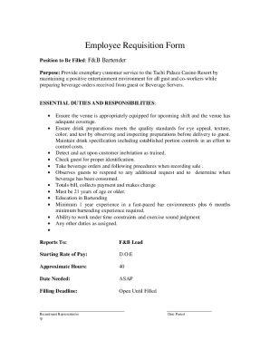 Fillable Online Job Requisition Form Template Fax Email Print - pdfFiller