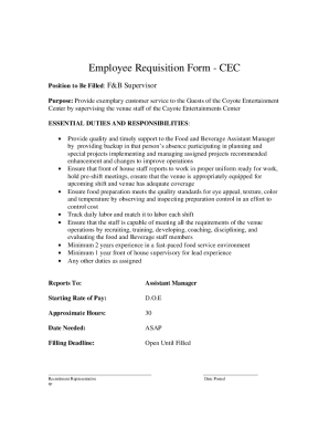 Fillable Online Employee Requisition Form - CEC Fax Email Print - pdfFiller