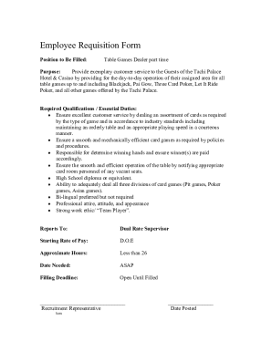 Fillable Online Get the free Employee Requisition Form Position to Be ...