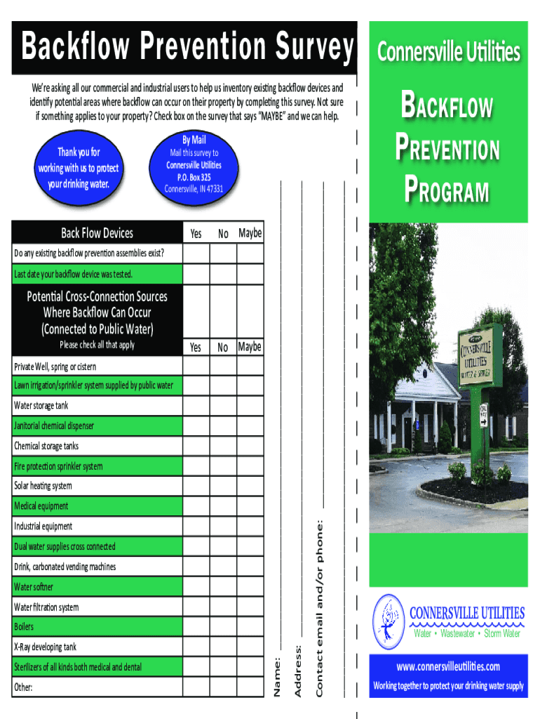 Fillable Online Backflow prevention and cross connection surveys Fax ...