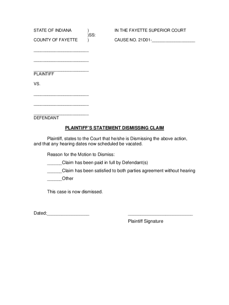 Fillable Online Plaintiff's Statement to Dismiss.doc Fax Email Print ...