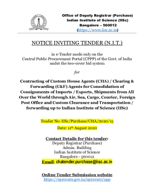 Fillable Online Global Tender notification for the procurement of a ...