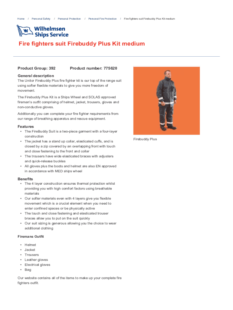 Fillable Online Survitec Firebuddy Plus Outfit & Fire Fighter Kit ...