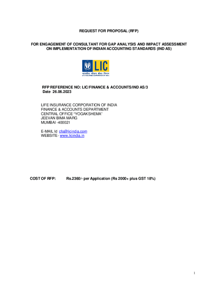 Fillable Online Request for Proposal On Impact Assessment of LIC HFL ... Fax Email Print - pdfFiller