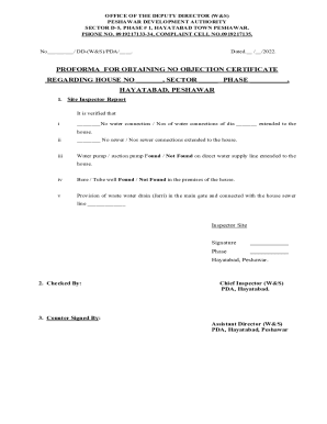 Fillable Online PROFORMA FOR OBTAINING NO OBJECTION CERTIFICATE ... Fax Email Print - pdfFiller