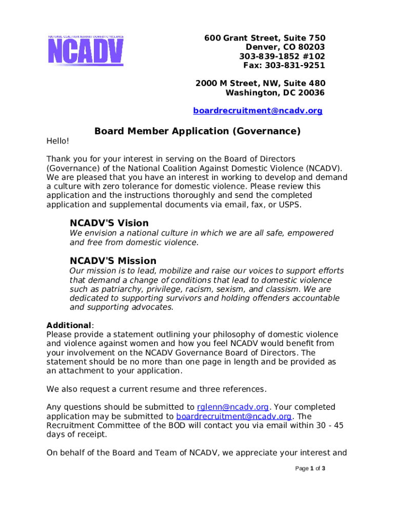 Board of Directors Application - Assets Service Doc Template | pdfFiller