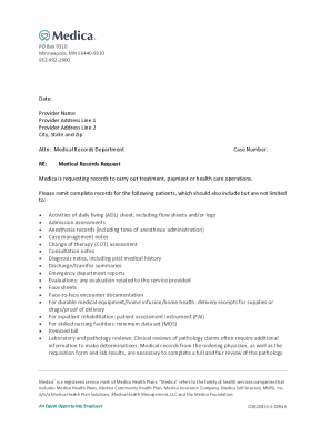 Fillable Online Medical Records Department Case Fax Email Print - pdfFiller