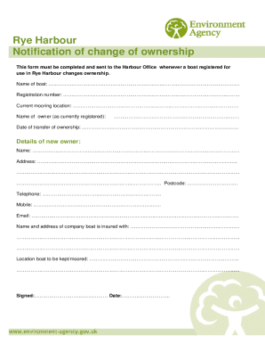 Fillable Online Rye Harbour: boat registration and application forms Fax Email Print - pdfFiller