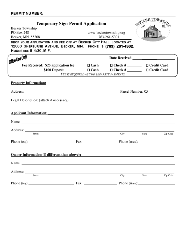 Fillable Online Temporary Sign Permit Fax Email Print - pdfFiller