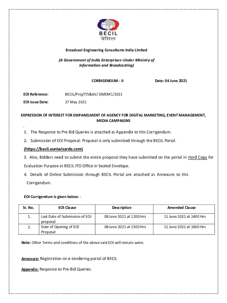 Fillable Online 1. The Response to Pre Bid Queries is attached as ...