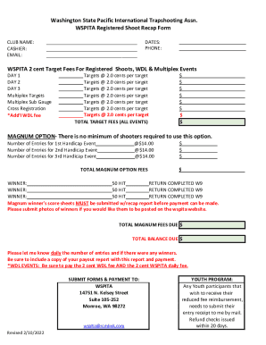 Fillable Online Recap Form WSPITA Fax Email Print - pdfFiller