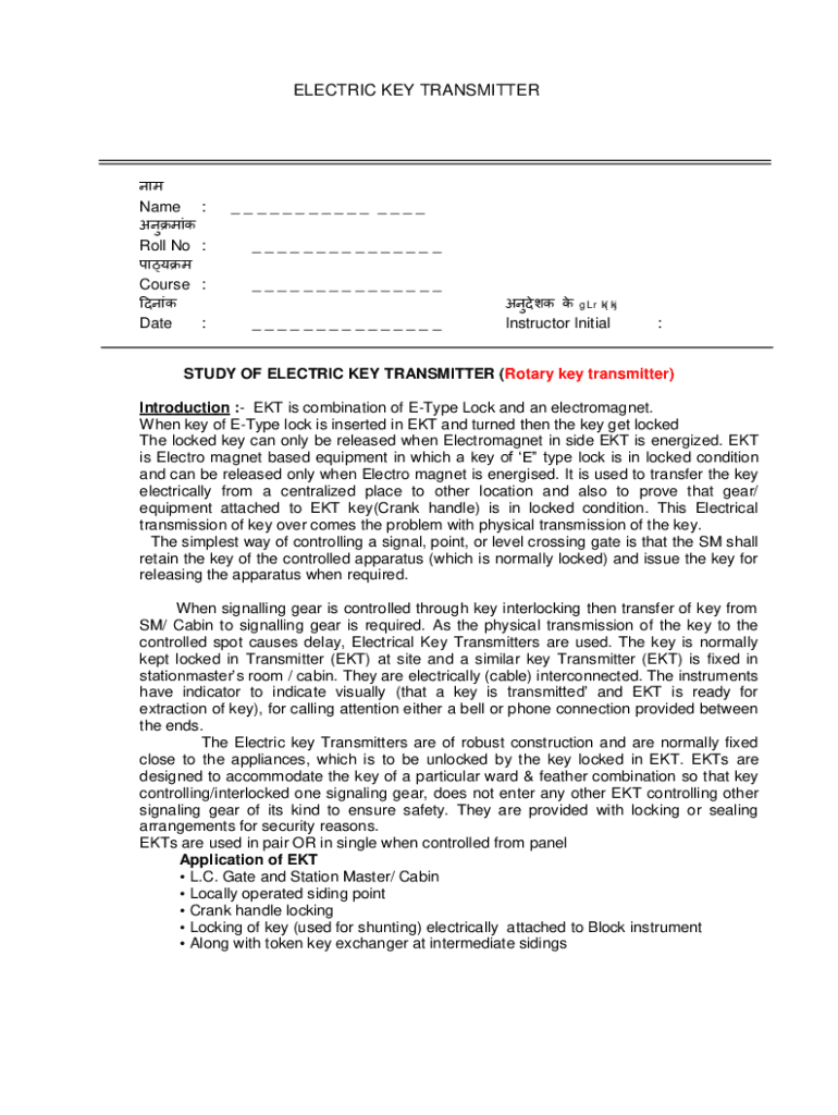 Fillable Online electrical key transmitter (rotary type ) Fax Email ...
