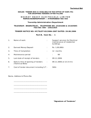 Tender Box Definition Doc Template | pdfFiller