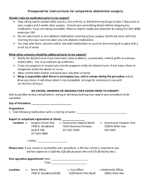 Fillable Online Preoperative Instructions for Ileostomy Closure Surgery ...