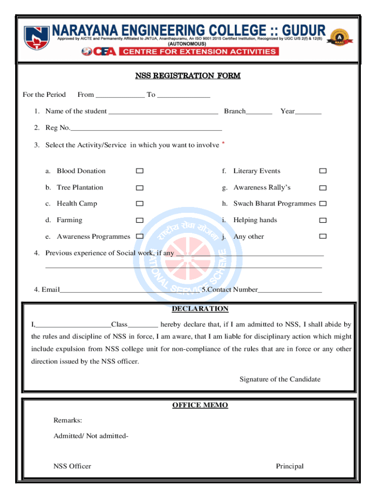 Fillable Online NSS Registration Form Fax Email Print - pdfFiller