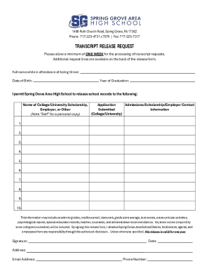 Fillable Online SGAHS Transcript Release Request Form Fax Email Print ...