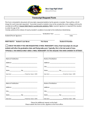 Fillable Online BCHS Transcript Request Form Fax Email Print - pdfFiller