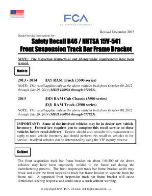 Fillable Online Safety Recall R46: Front Suspension Track Bar Frame ...