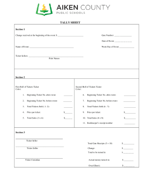 Fillable Online TALLY SHEET Fax Email Print - pdfFiller